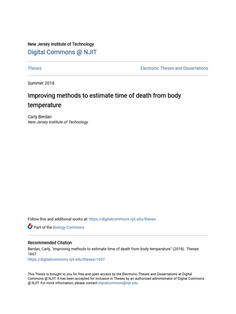 Improving methods to estimate time of death from body temperature | PDF | Errors And Residuals ...