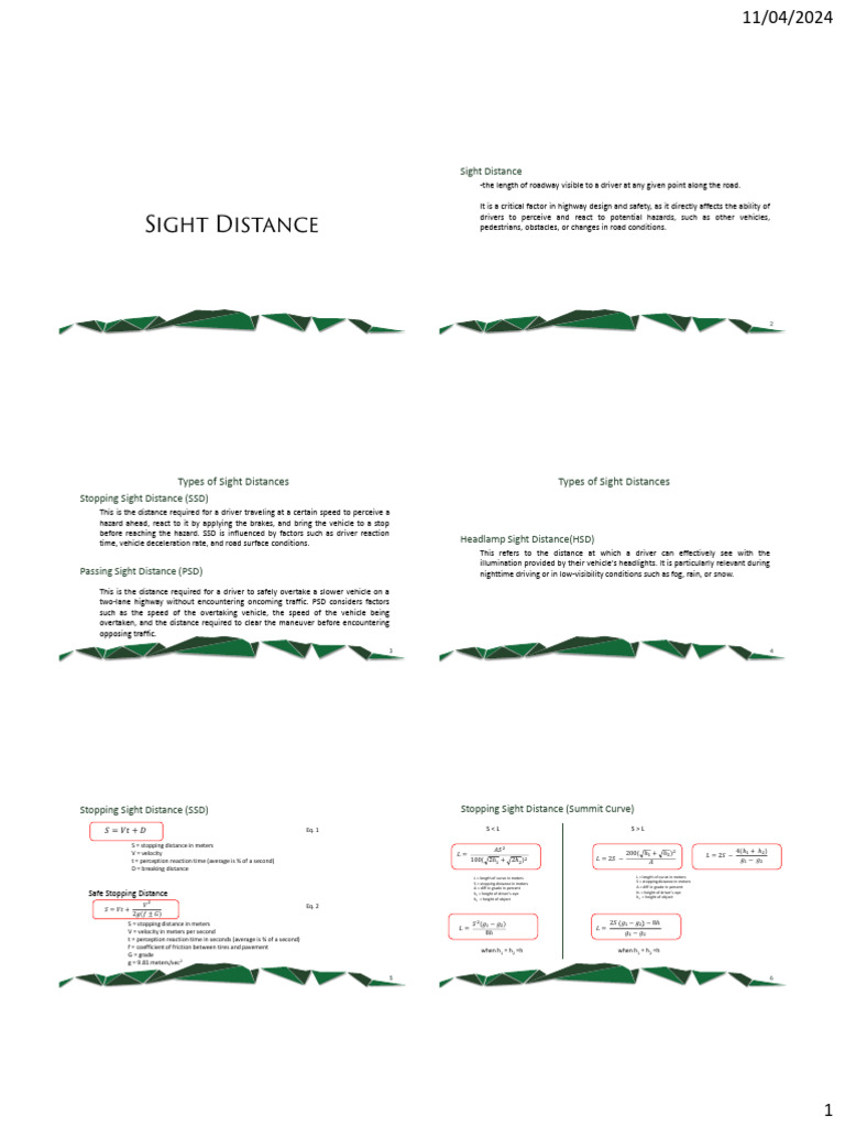 Sight Distance | PDF | Traffic | Vehicles