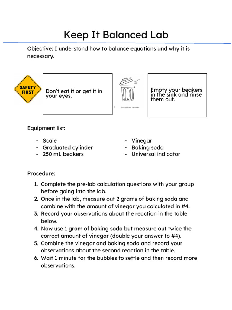 William Bott - Keep It Balanced Lab | PDF | Sodium Bicarbonate | Acid