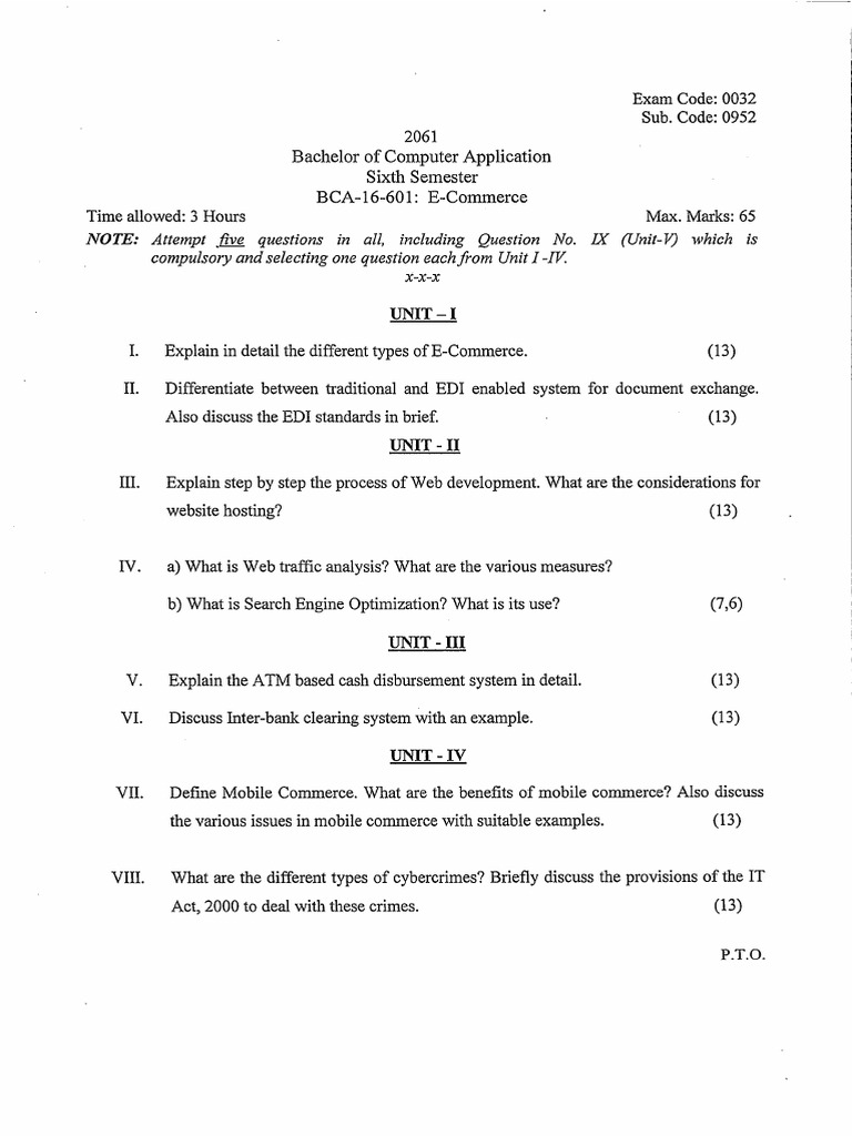 BCA 6th Sem - 2021 Ecommerce @bookstudypup | PDF