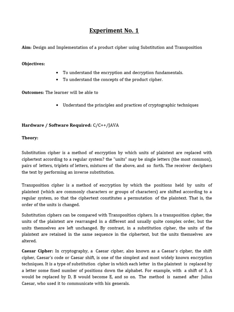 CSS Shruti Experiment No. 01 | PDF | Cipher | Cryptography