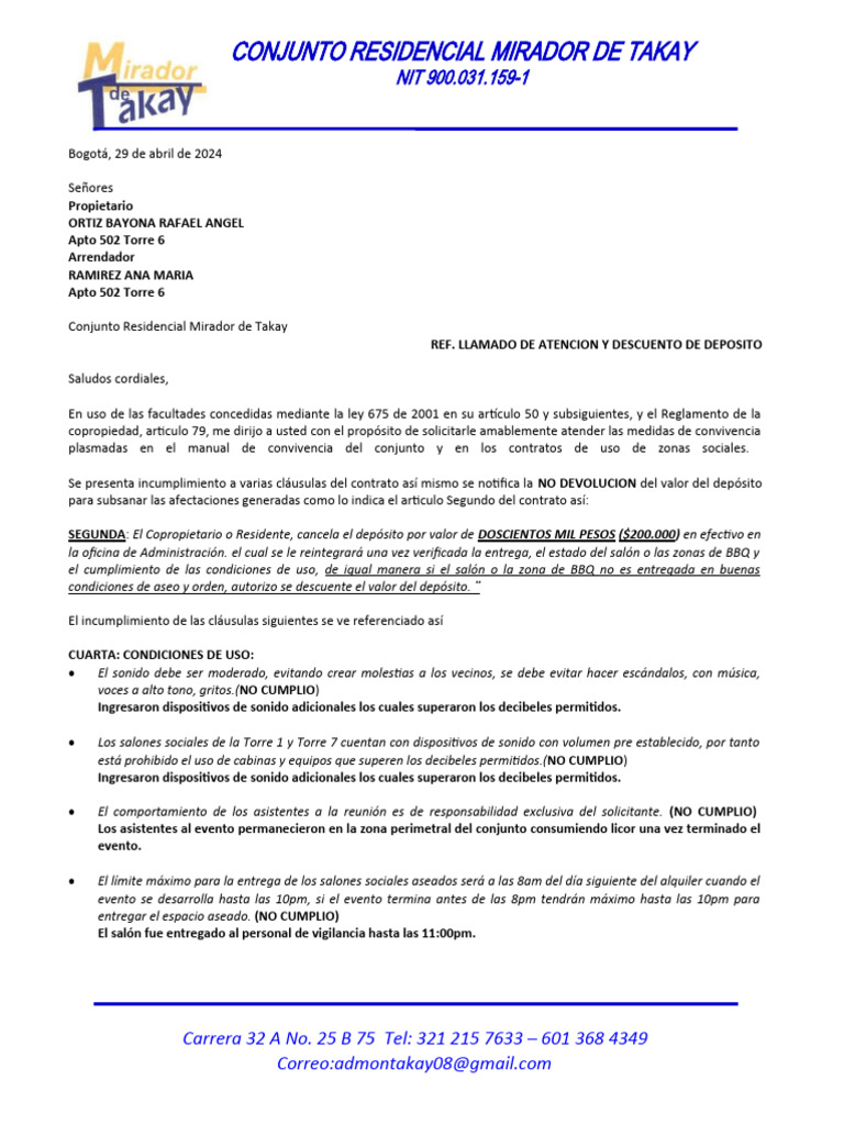 Llamados de Atencion 6-502 Evento Salon | PDF