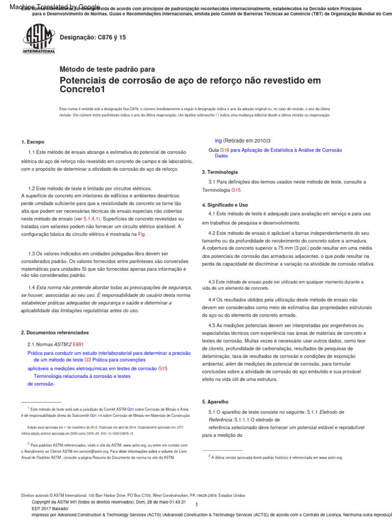 Toaz - Info Astm c876 15 | Download grátis PDF | Corrosão | Eletricidade