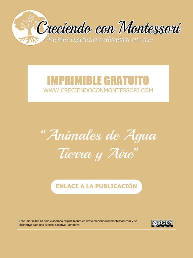 Imprimible Animales de Agua Tierra y Aire | Descargar gratis PDF | Zoología