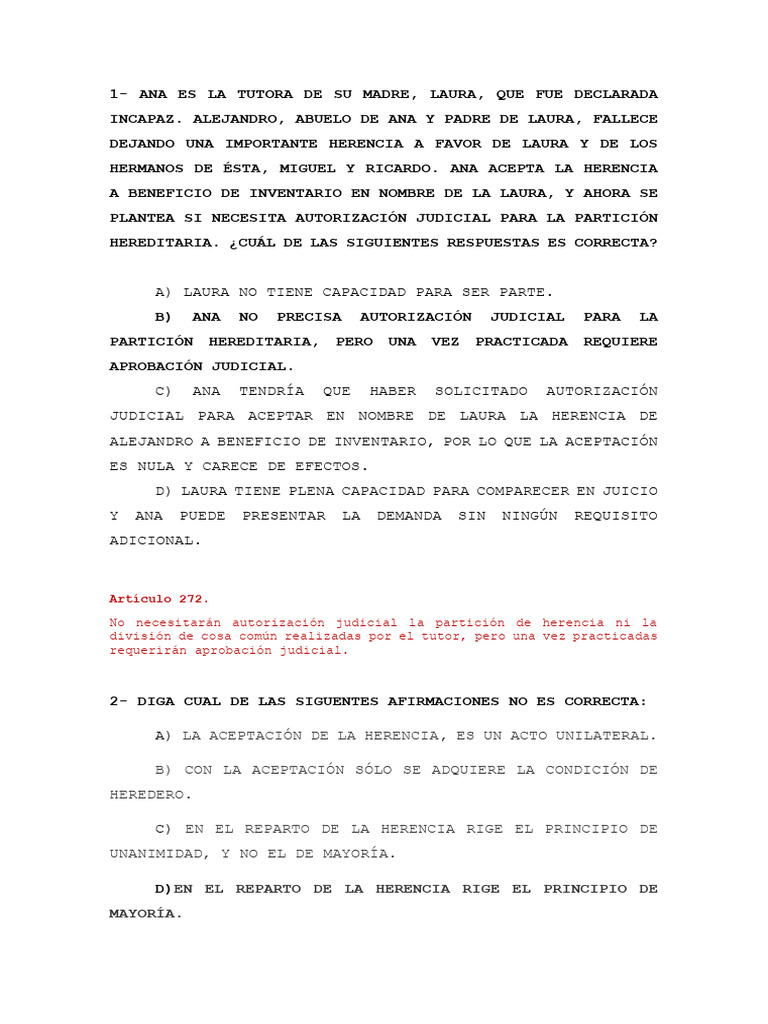 7. Preguntas Partición Clase | PDF | Herencia | Justicia