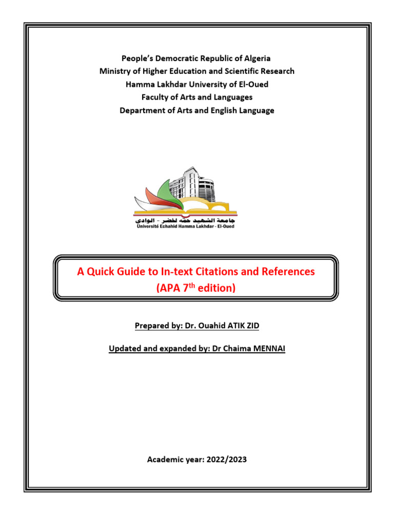 A Quick Guide To In-Text Citations & References - APA 7th Edition | PDF ...