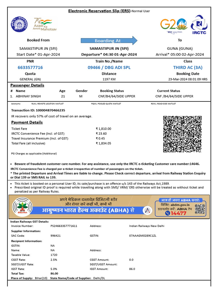 Abhi Nay Ticket | PDF | Identity Document