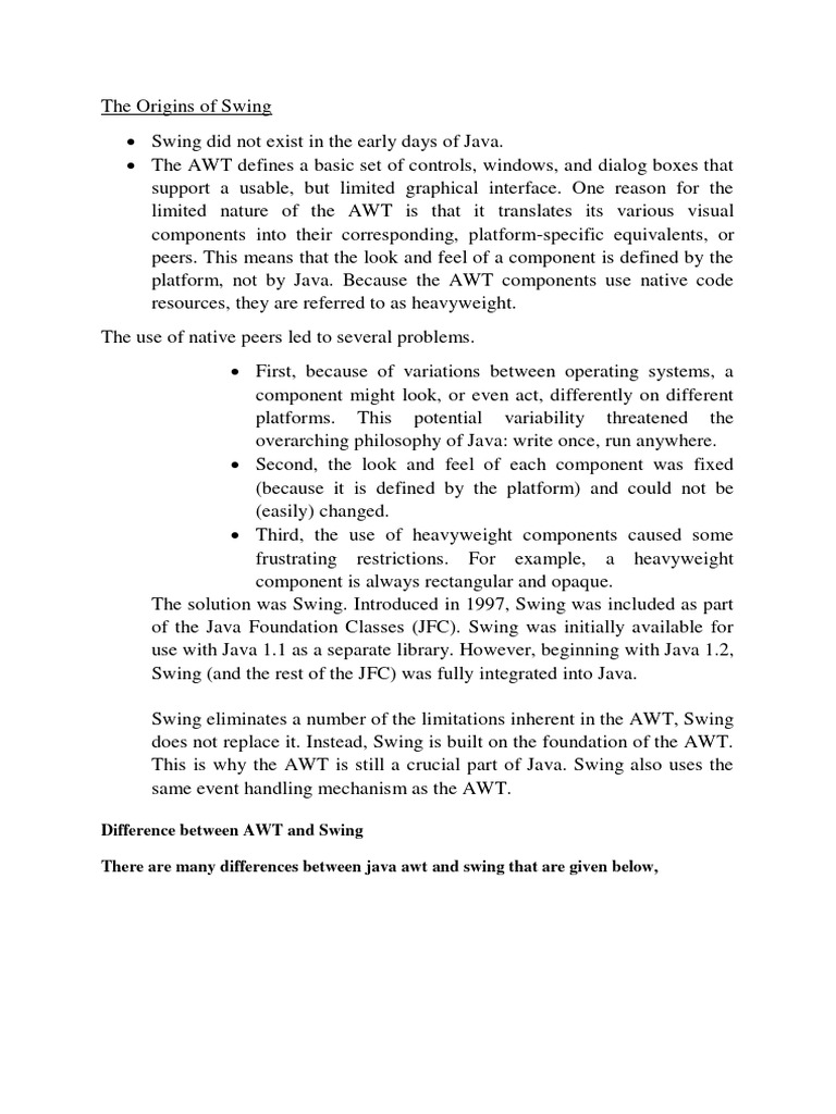 Adv - Java Swing | PDF | Graphical User Interfaces | Computing Adv - Java Swing | PDF | Graphical User Interfaces | Computing