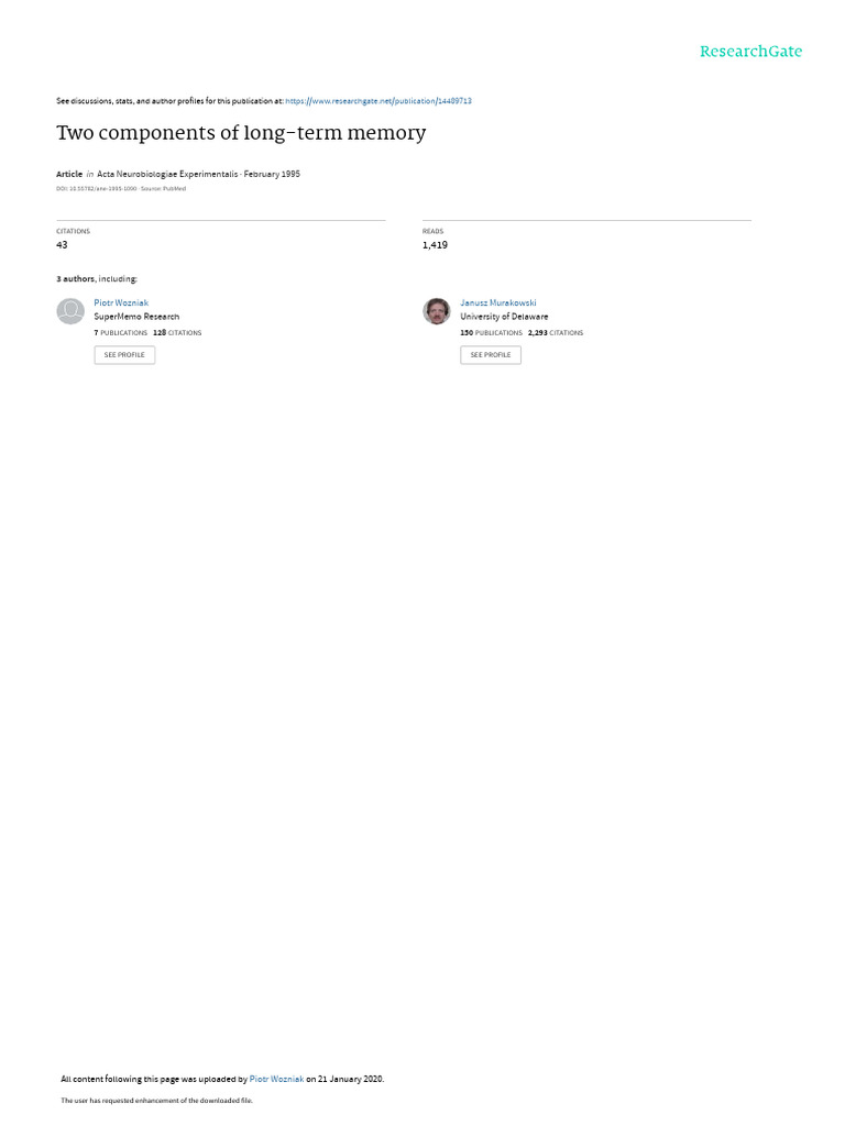 __ANE1995_5535 | PDF | Long Term Potentiation | Memory