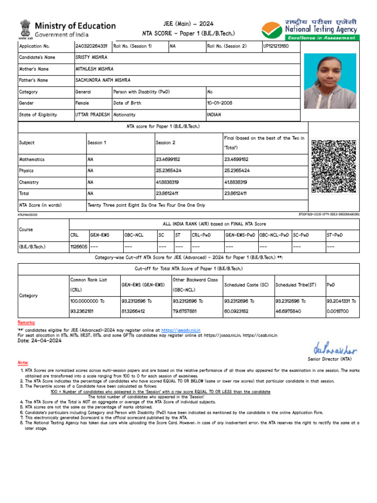 Joint Entrance Examination (Main) - India | PDF | Tests | Qualifications