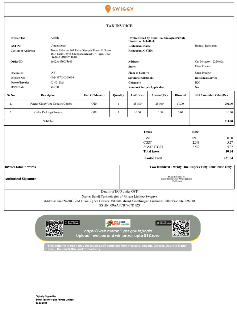 Swiggy | Download Free PDF | Invoice | Economies