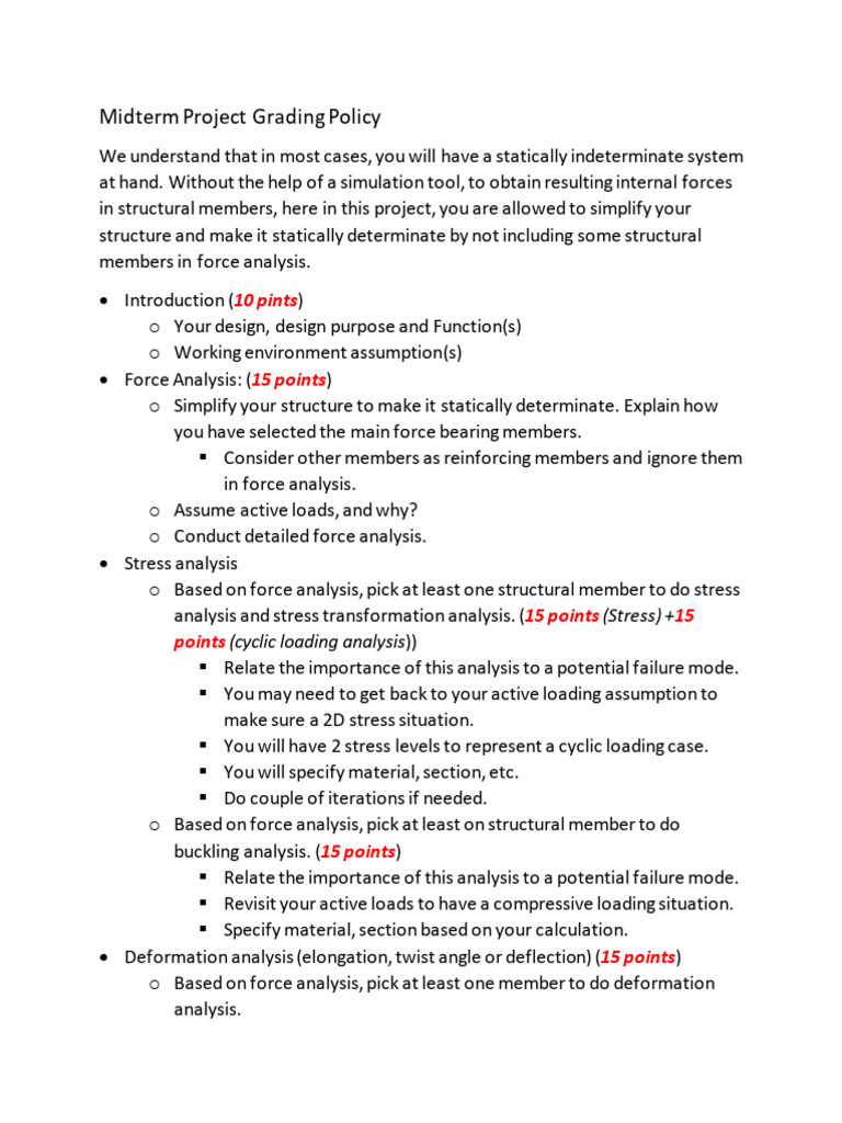 Midterm Project Grading PolicyMET3200 | PDF | Stress (Mechanics) | Buckling