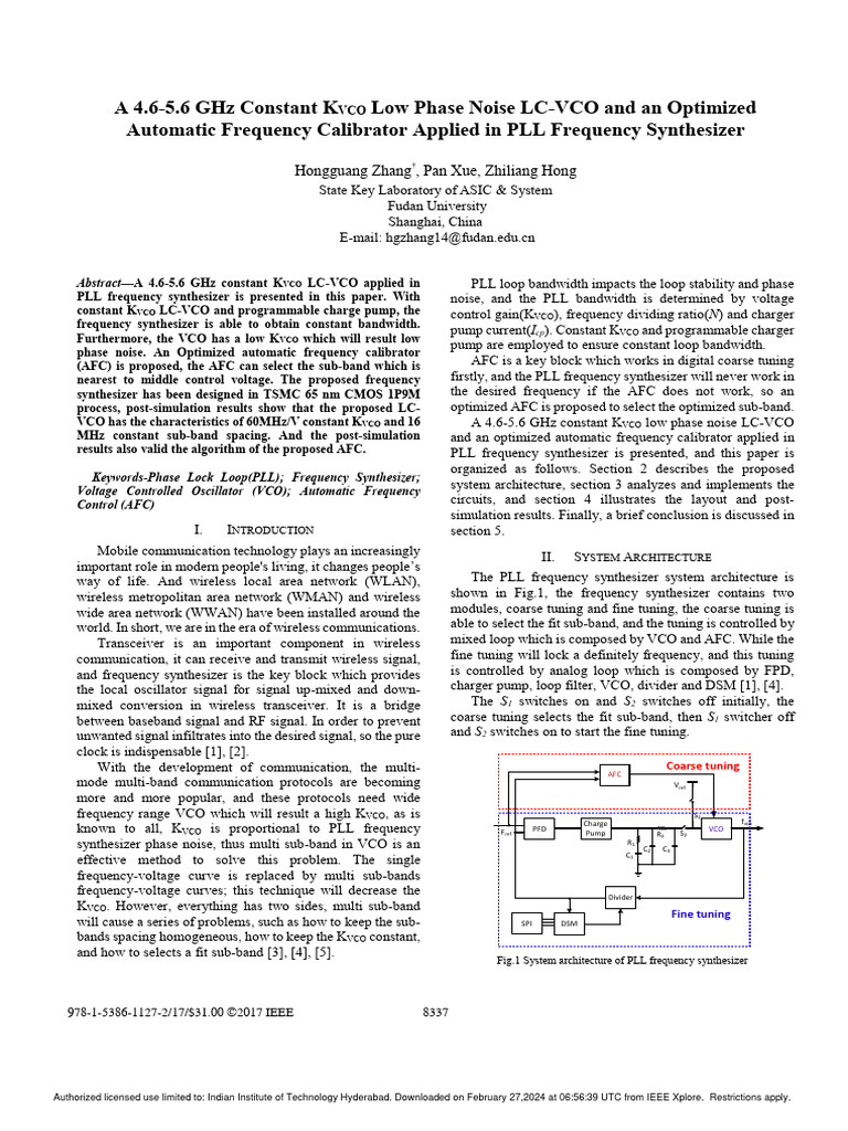 A 4.6-5.6 GHZ Constant K Low Phase Noise Lc-Vco and An Optimized ...