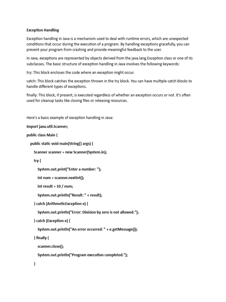 Exception Handling 0 Multi Threading Download Free Pdf Thread Computing Method Computer