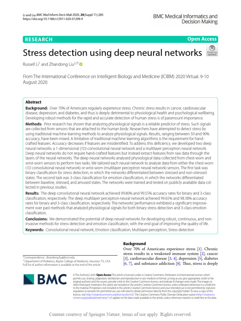 Stress Detection Using Deep Neural Networks Pdf Artificial Neural Network Deep Learning