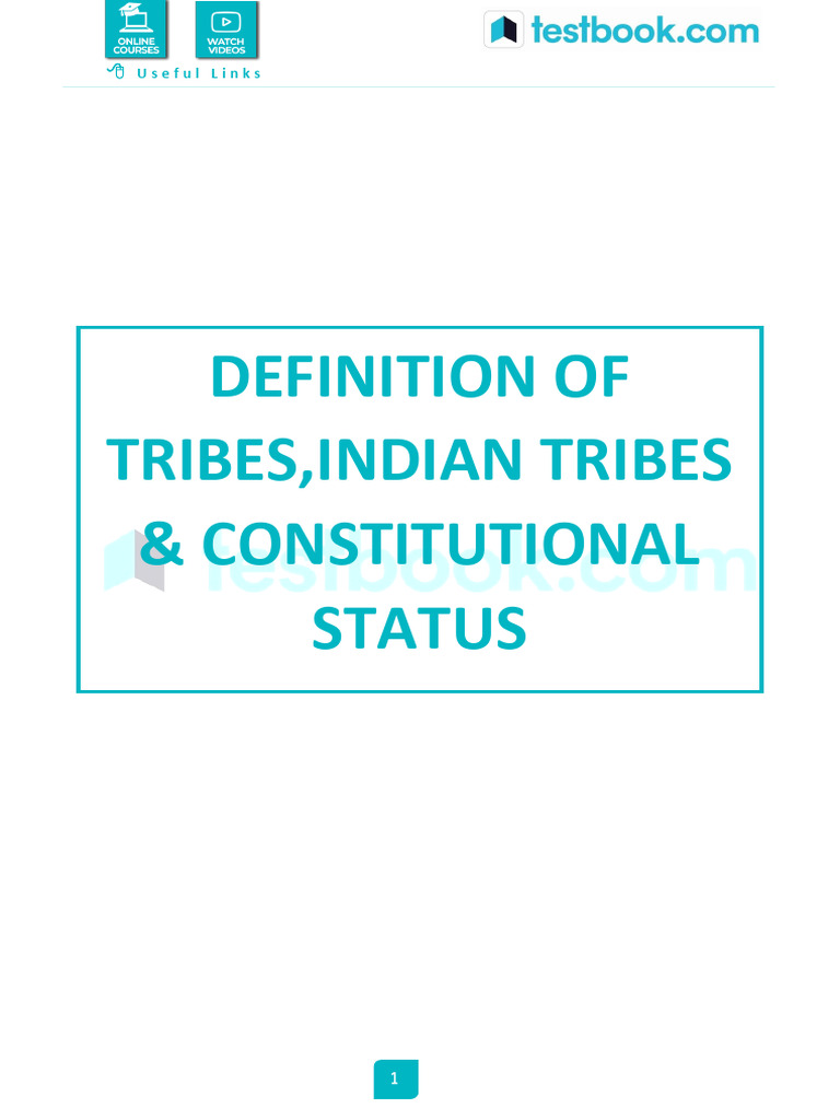Definition of Tribes, Indian Tribes & Constitutional Status PDF | PDF
