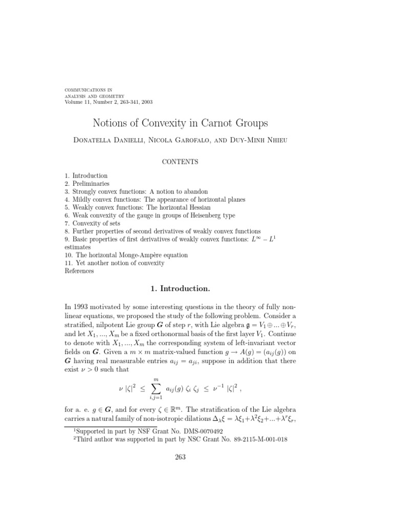 Notions of Convexity in Carnot Groups | PDF | Exponential Function | Geometry