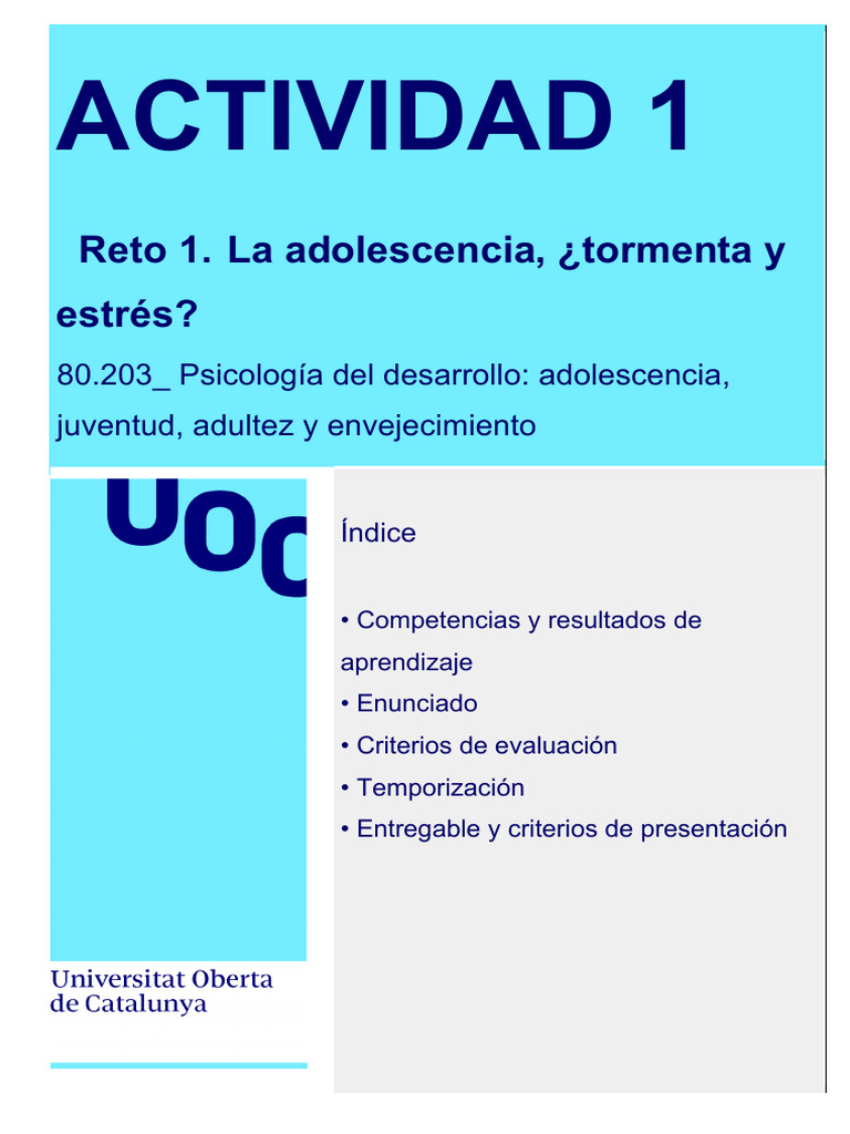 Reto 1 | PDF | Sicología | Adolescencia