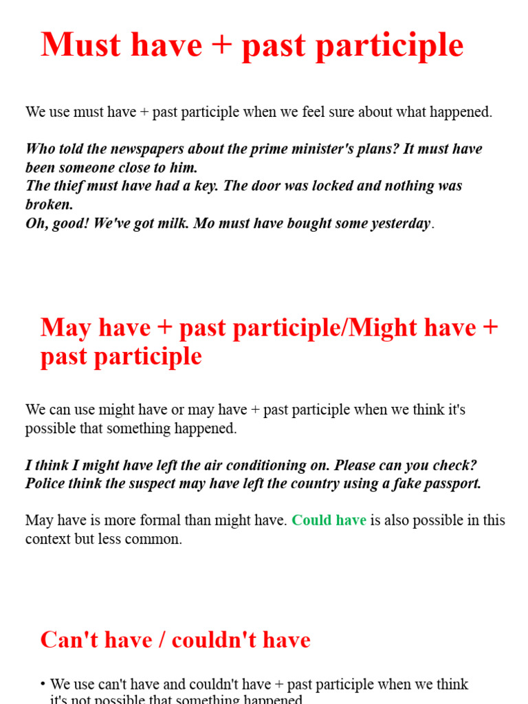 Modals in The Past | PDF