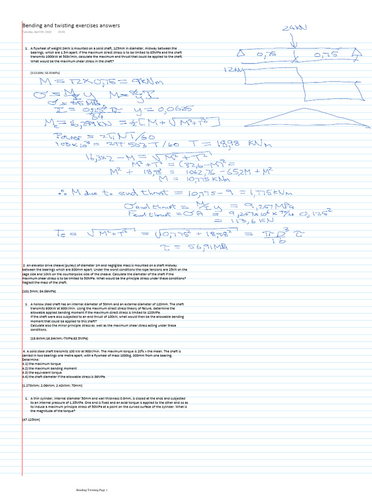 Bending and Twisting Exercises Answers | PDF