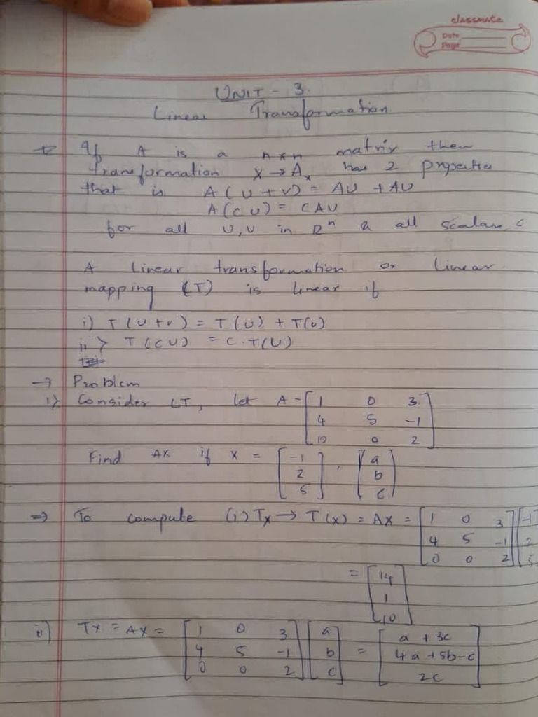 Linear algebra Unit 3 | PDF