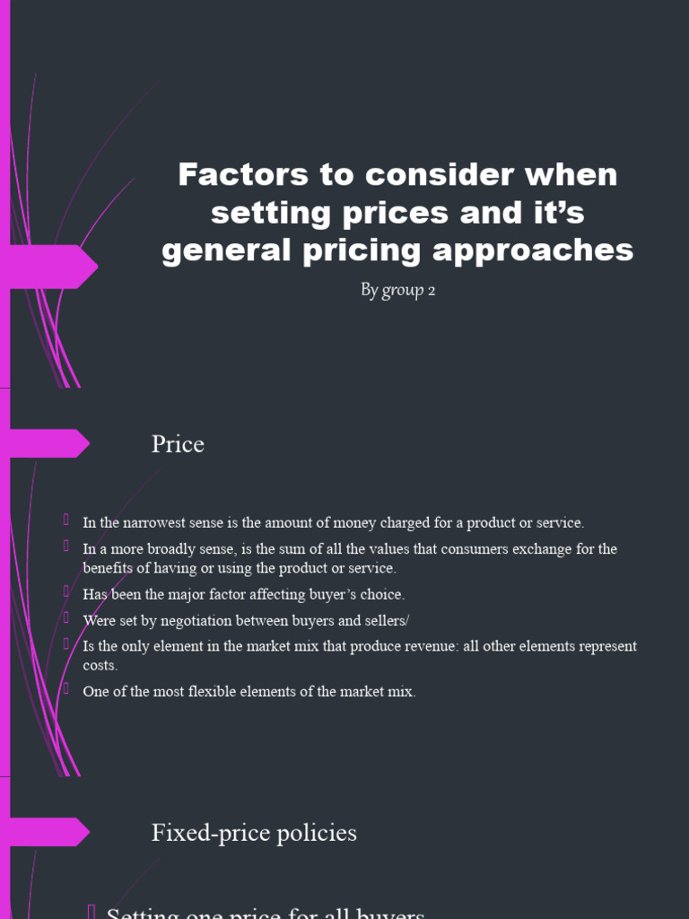 Factors-to-consider-when-setting-prices-and-its | PDF | Marketing | Pricing