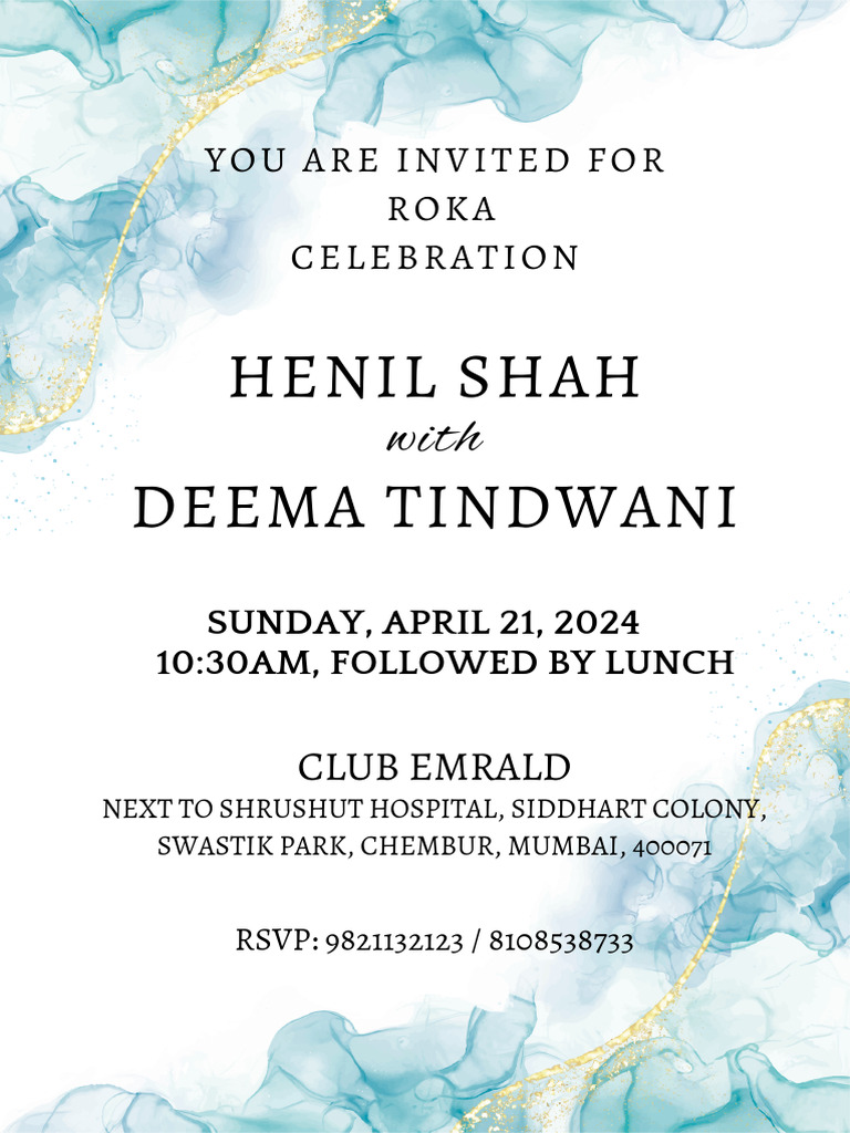 Henil & Deema Roka Invite | PDF