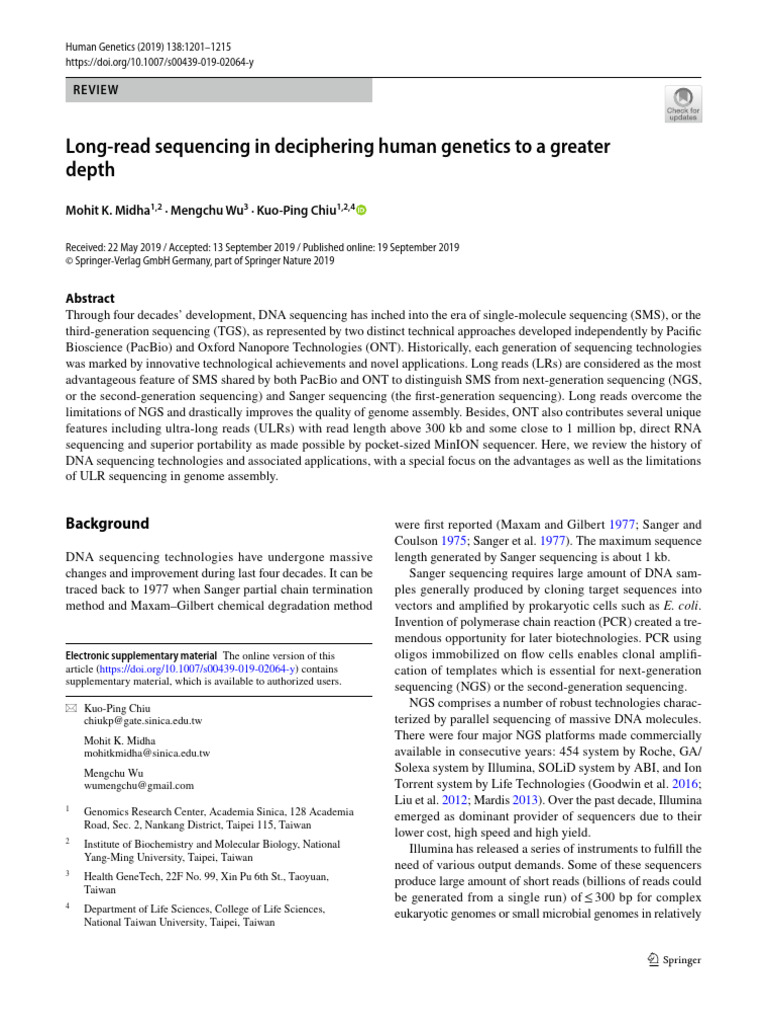Long Read Sequencing in Deciphering Human Genetics To A Greater Depth | Download Free PDF | Dna ...