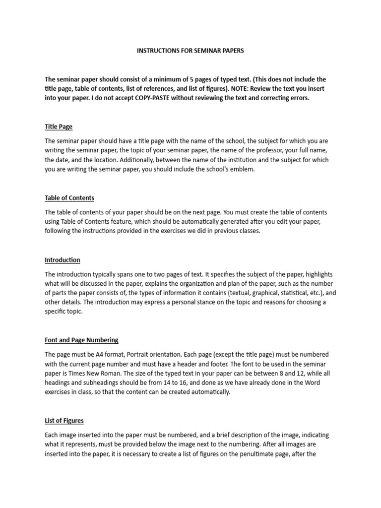 Instructions For Seminar Papers | Download Free PDF | Computing