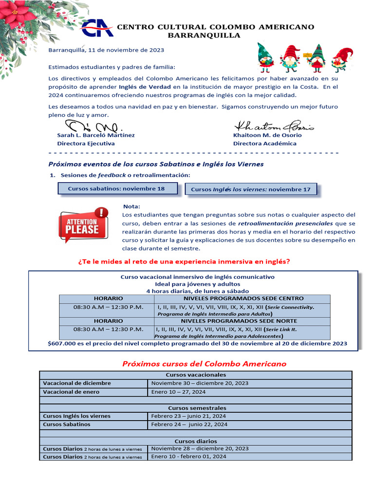 Circular Final Cursos Semestrales 2023 | PDF