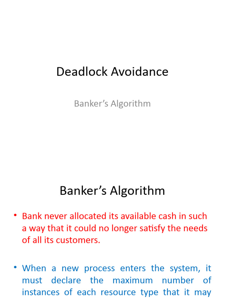 Banker’s Algorithm for Deadlock Avoidance | PDF | Theoretical Computer Science | Computer Science