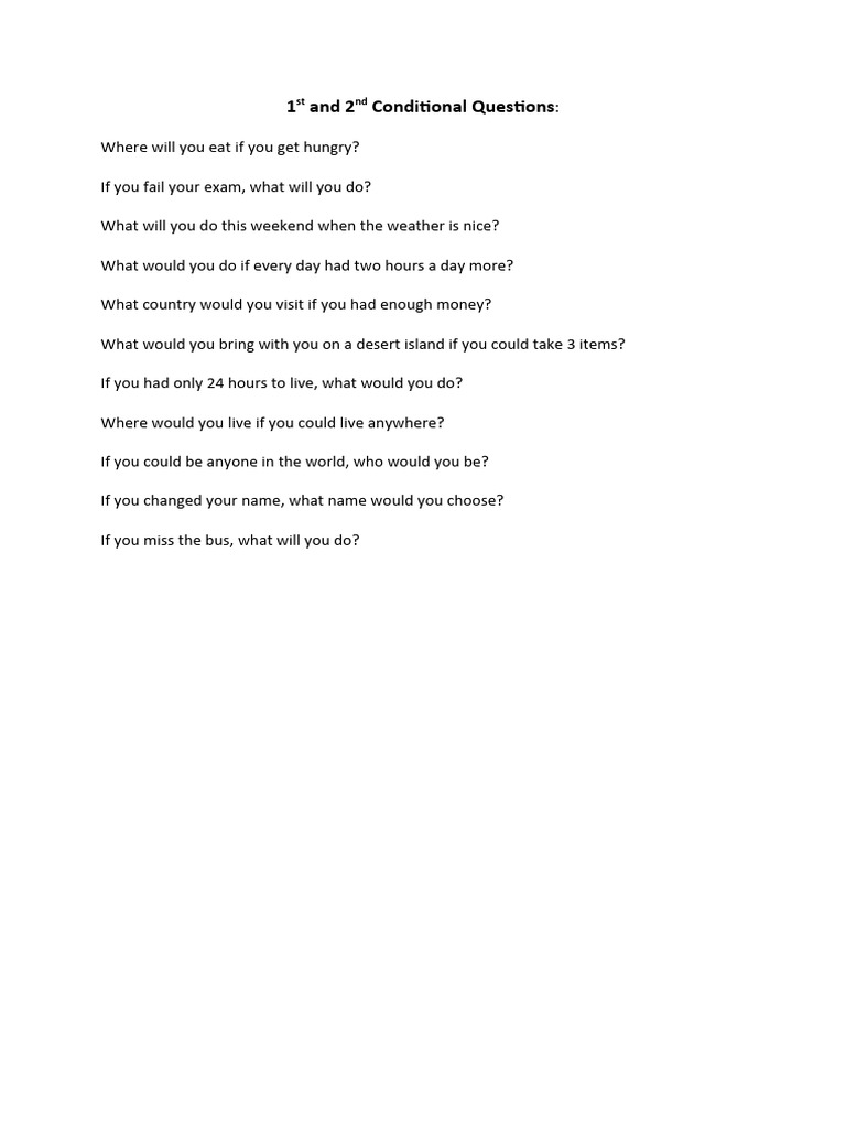 1st and 2nd Conditional Questions | PDF
