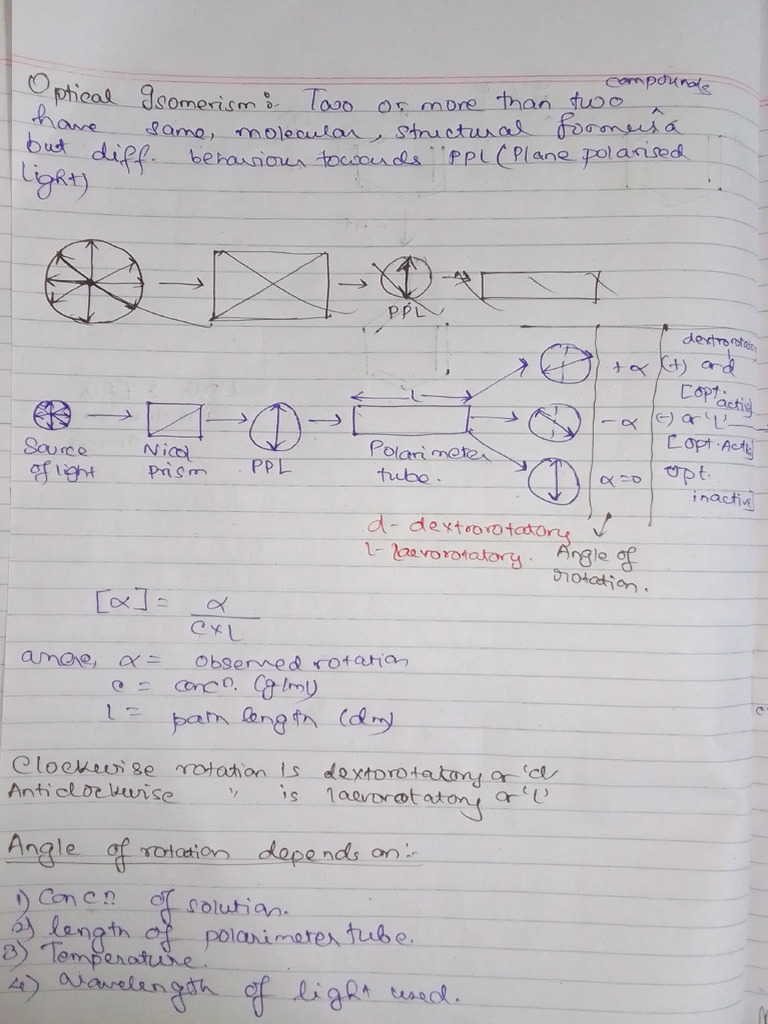 Optical Isomerism(Notes) 10 February 2024 | PDF | Chirality (Chemistry ...