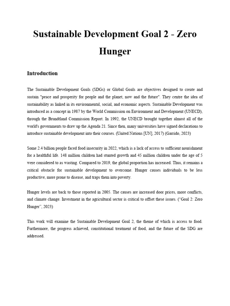 Sustainable Development Goal 2 - Zero Hunger | PDF | Economies