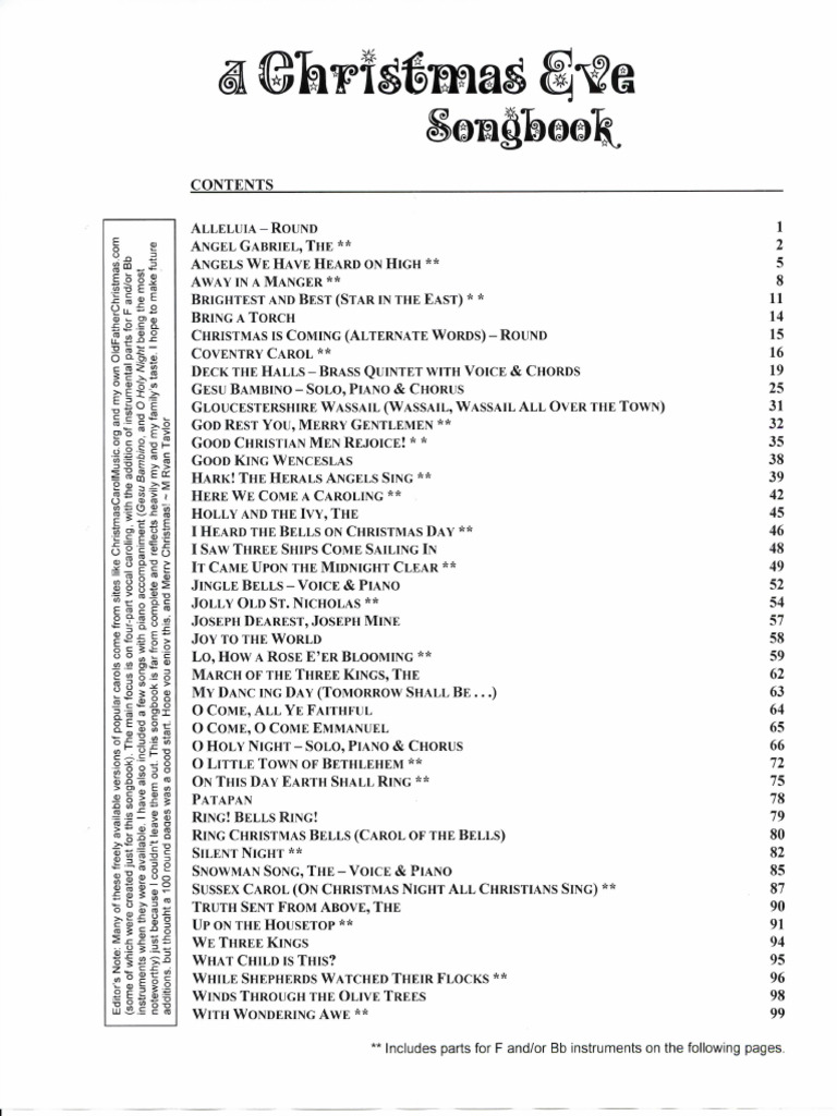 A Christmas Eve Songbook | PDF