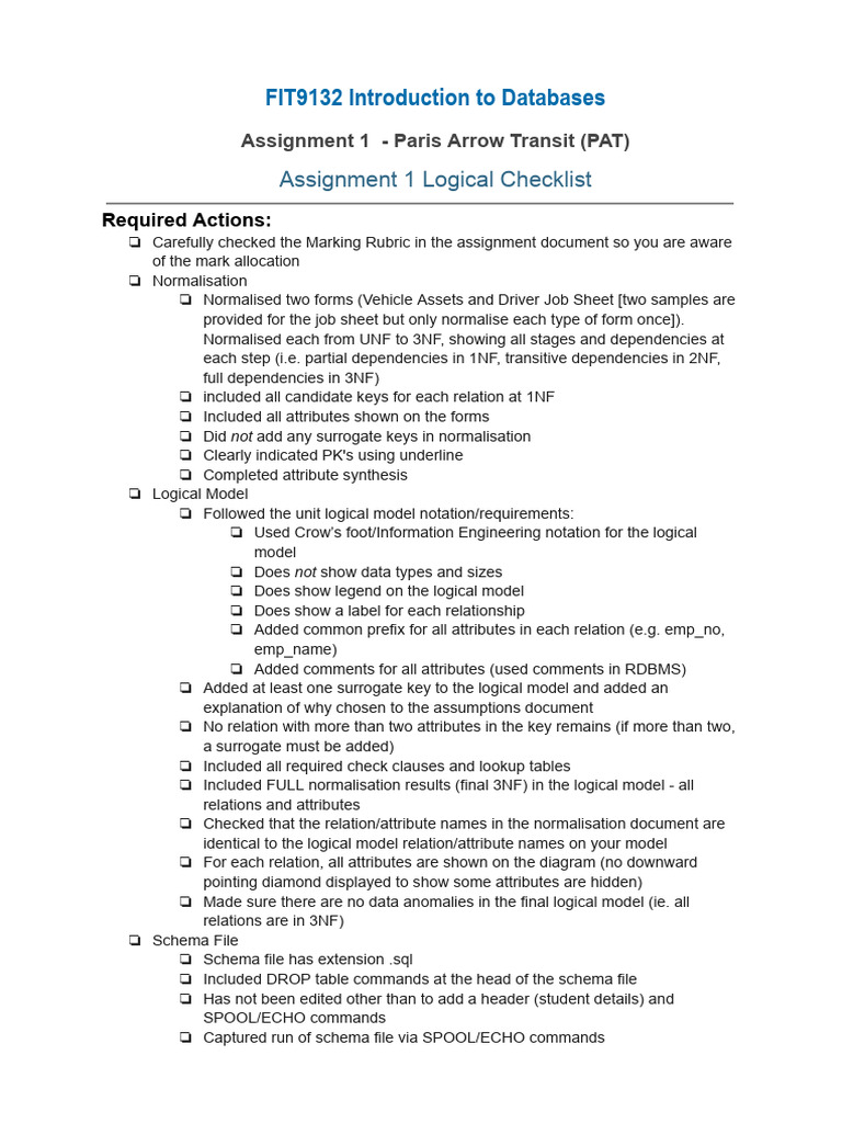 A1Logical Checklist 2024S1 | PDF | Zip (File Format) | Relational Database