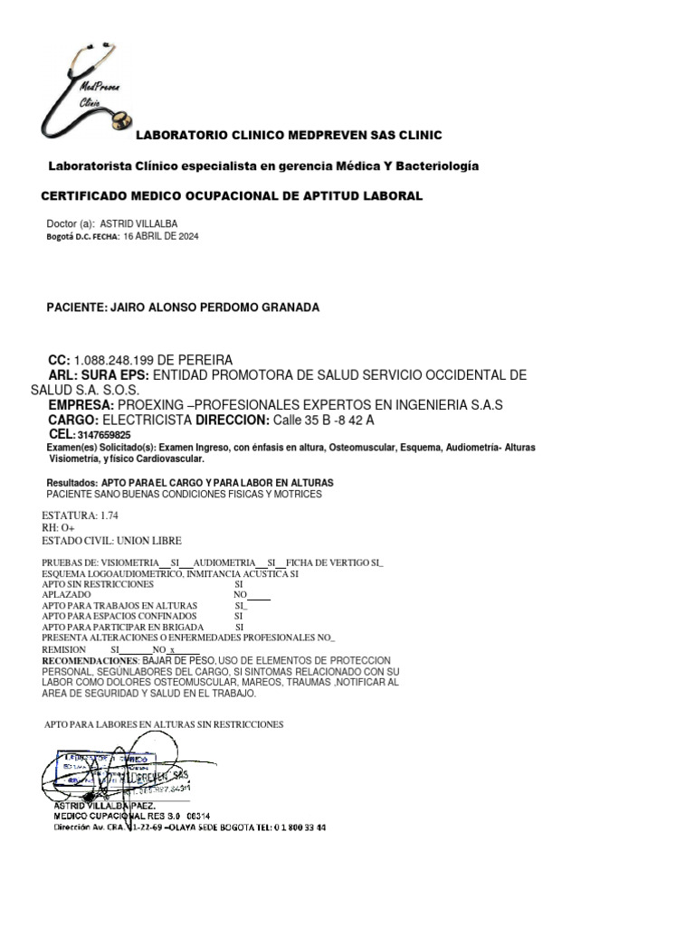 EXAMEN_ MEDICO_ | PDF | Enfermedades y trastornos | Medicina CLINICA