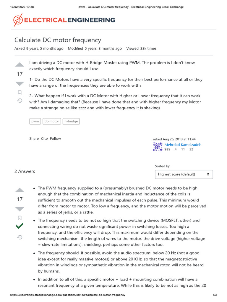 PWM - Calculate DC Motor Frequency | PDF | Electric Motor | Resonance