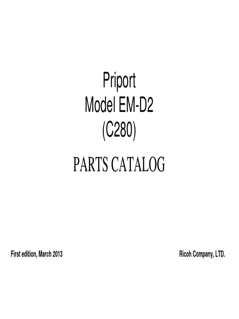 Priport Model EM-D2 (C280) Parts Catalog | PDF | Belt (Mechanical) | Gear