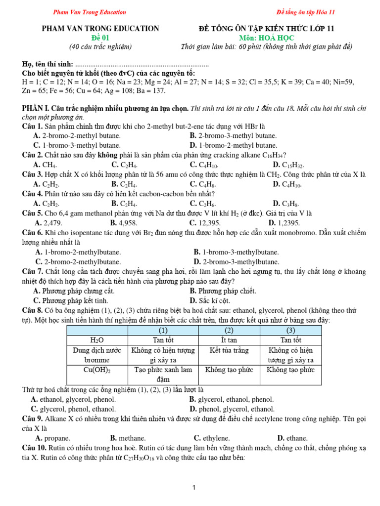 ĐỀ ÔN TẬP TỔNG HỢP 2K7 SỐ 01-ĐỀ | PDF