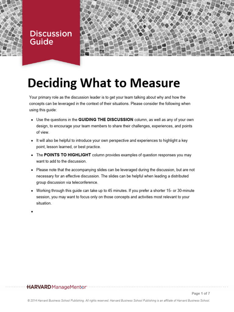 Deciding What to Measure Guide | PDF | Sales | Business