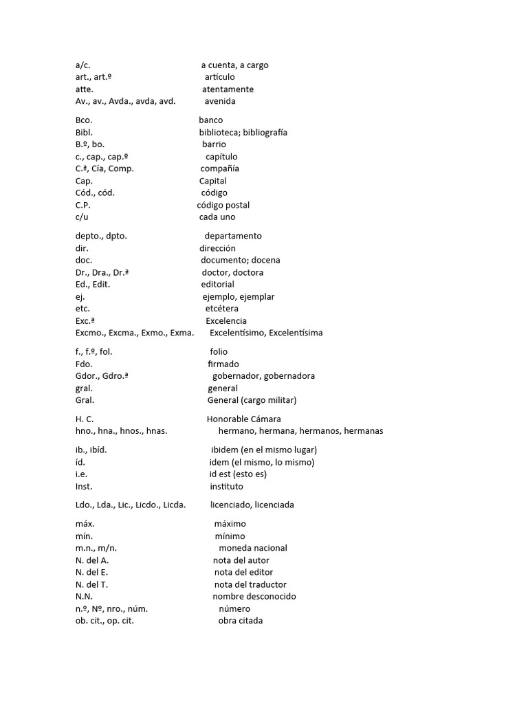 Abreviaturas | PDF
