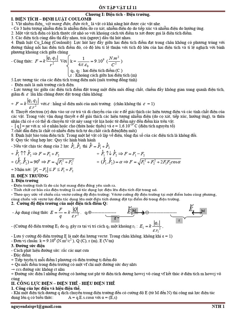 Tom Tat Cong Thuc Vat Ly 11 | PDF