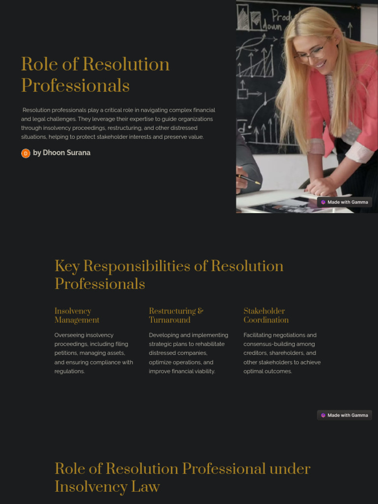 Role of Resolution Professionals | PDF | Insolvency | Regulatory Compliance
