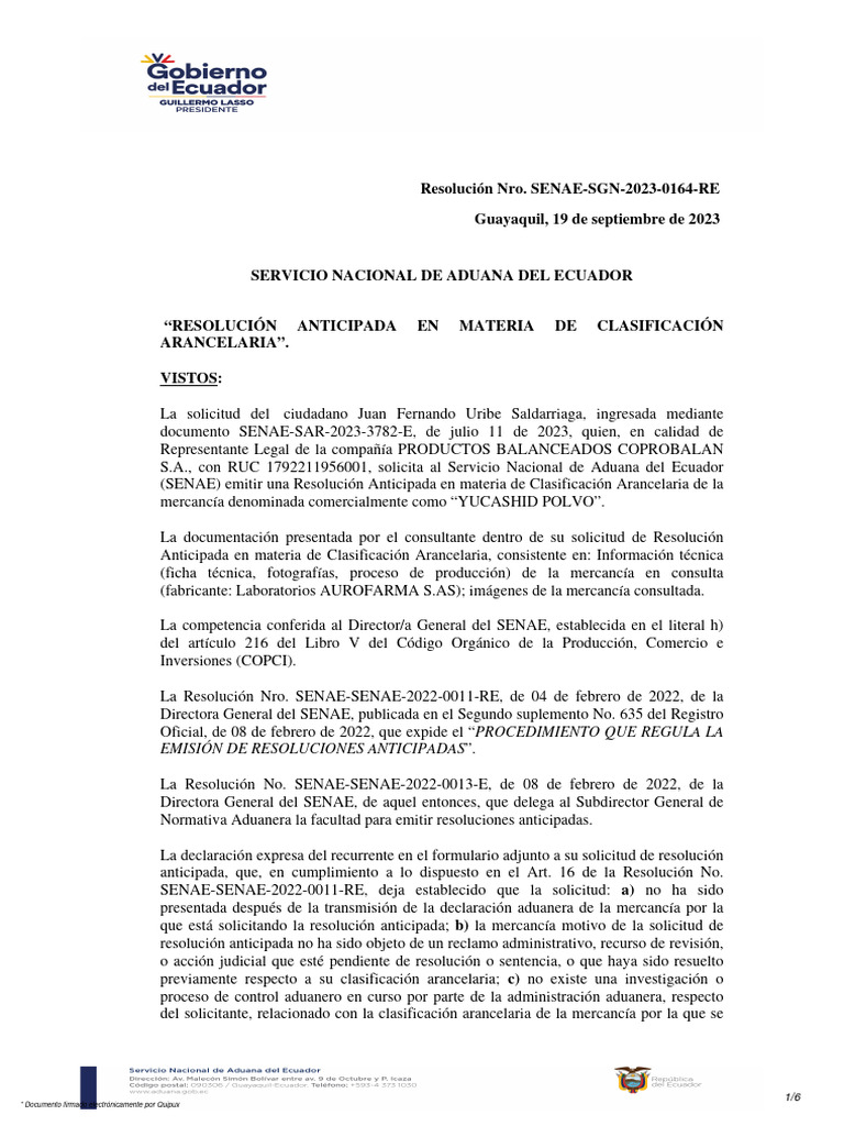 Senae-Sgn-2023-0164-Re | PDF | aduana | Arancel Senae-Sgn-2023-0164-Re | PDF | aduana | Arancel