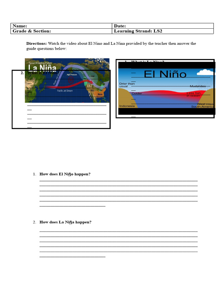 Activity On La Nina and El Nino | PDF