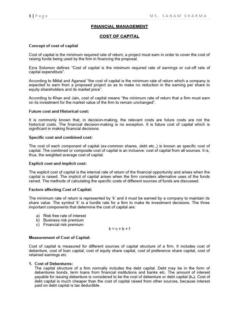Cost of Capital | PDF | Cost Of Capital | Financial Capital