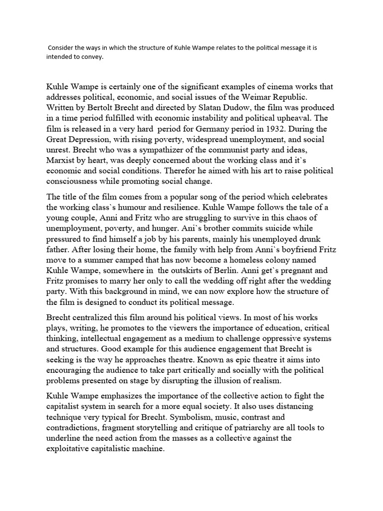 Culture in The Weimar Republic Assignment 1 | PDF Culture in The Weimar Republic Assignment 1 | PDF