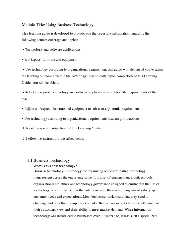 Business Technology and Ergonomics Guide | PDF | Records Management ...
