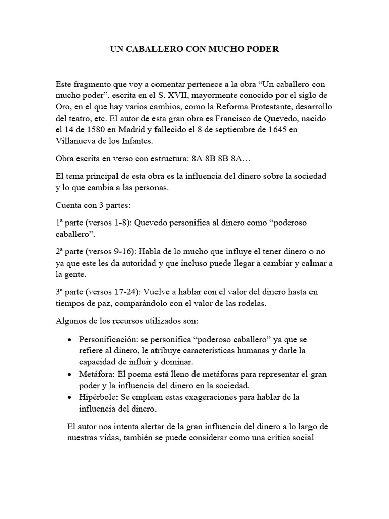Un Caballero Con Mucho Poder | PDF
